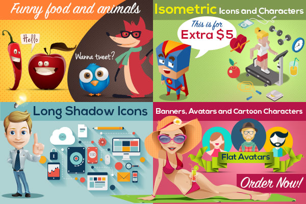 Design a flat banner with a cartoon character by Lolamaro | Fiverr