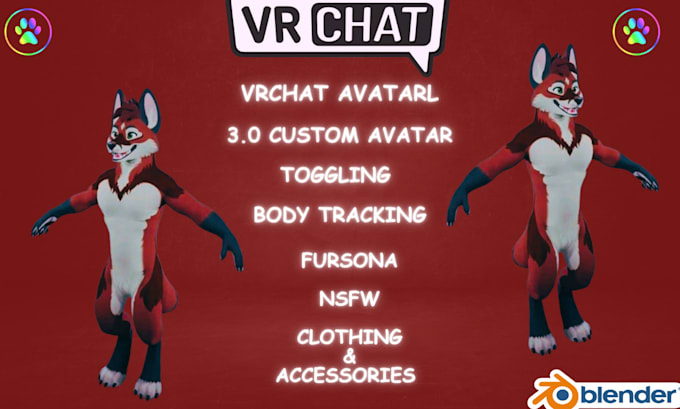 Create custom vrchat avatar furry avatar 3d anime model for vtuber vrc ...