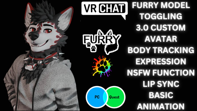Rig and model custom vrchat avatar, vrc avatar, 3d furry model, 3d character by Seggsdavid | Fiverr