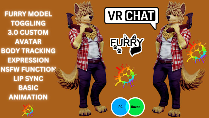 Create custom 3d vrchat avatar, furry model, nsfw character fursona, vseeface by Seggsdavid | Fiverr