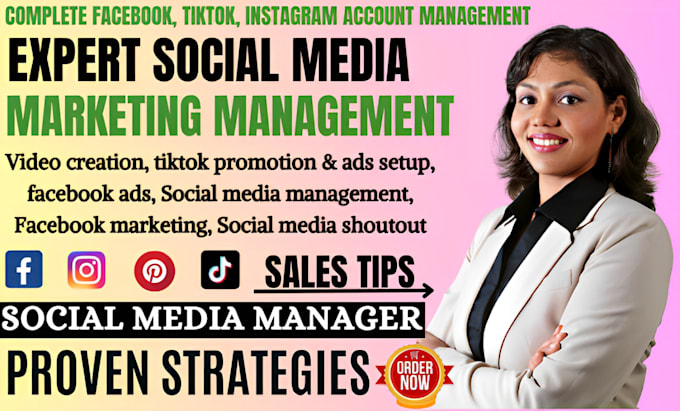 Manage social media marketing growth ig fb ads traffic, tiktok organic ...