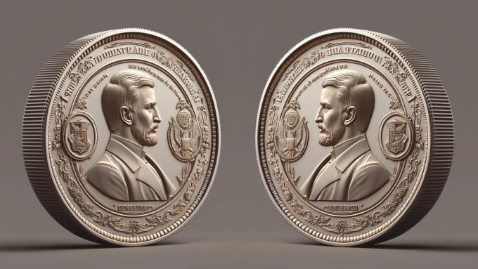 Design 3d gold silver coin crypto token meme and bitcoin logo stl file ...