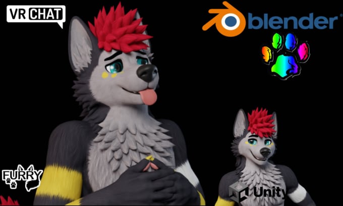 Create custom furry vrchat avatar, vrc avatar, 3d vtuber, fursona nsfw ...