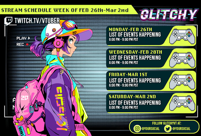 Design a standard custom streaming schedule for vtuber or streamer by ...