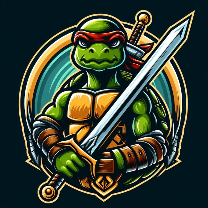 Make a high quality turtle warrior sword mascot logo with new concept ...
