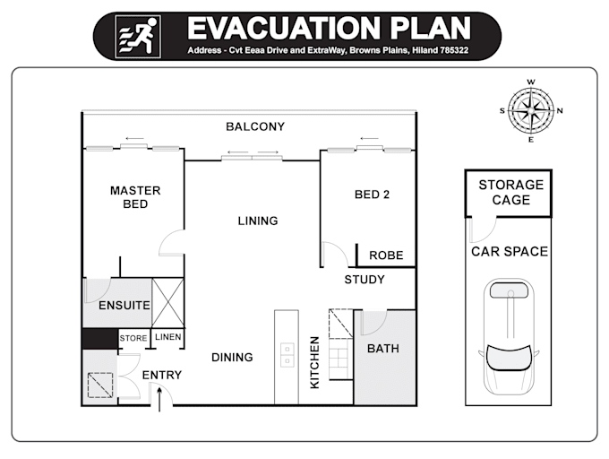 Design a fire emergency evacuation plan, diagram, map by Evacuation ...