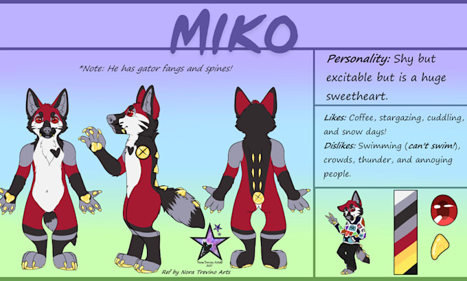 Draw furry reference sheet, furry character, character design, oc ...