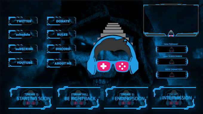 Design animated twitch overlay, twitch logo , obs stream overlay ...