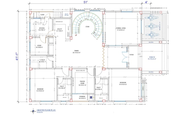 Professional 2d floor plan in autocad for your house