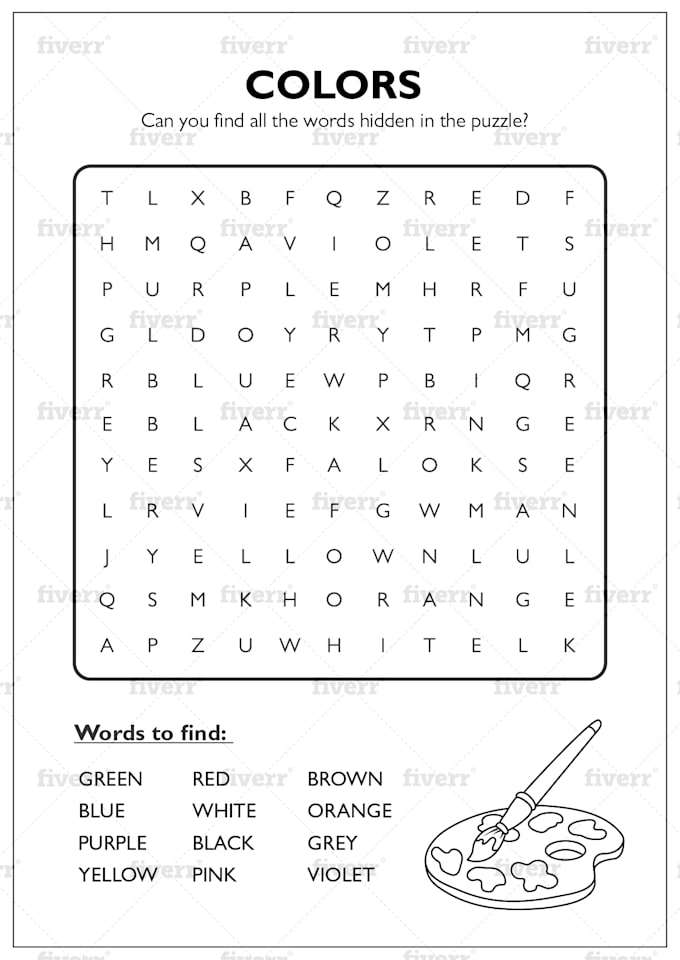 Create unique word search puzzles for kids by Mapin_ | Fiverr