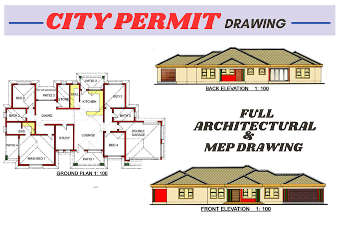 Draw city permit site plans, floor plans, foundation plans, and framing ...