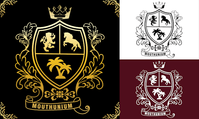 Design coat of arms shield royal emblem family crest logo by ...