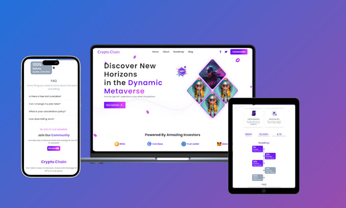 Develop crypto landing and meme coin website using react js, tailwind ...