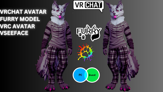 Create Custom Furry Model Vrchat Avatar Nsfw Fursona Vseeface By Kashhub Fiverr