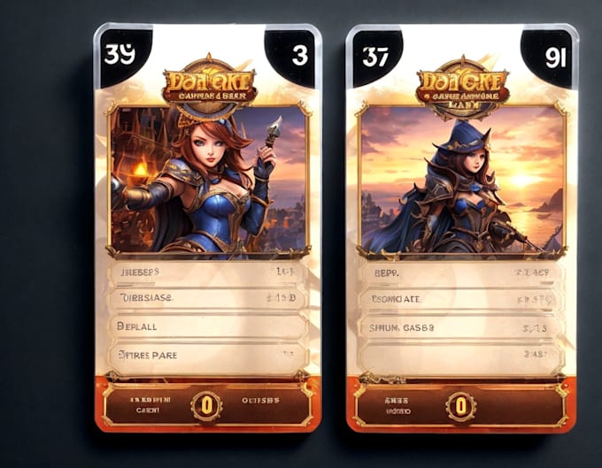 Design card game illustration, card game template, and board with card ...