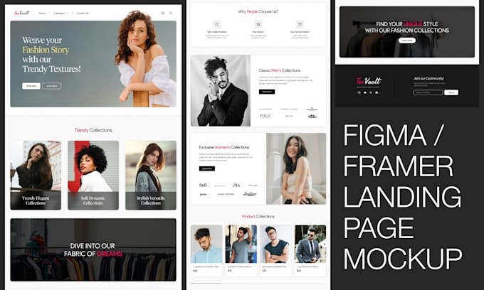Do figma landing page, website ui ux design framer mockup by ...