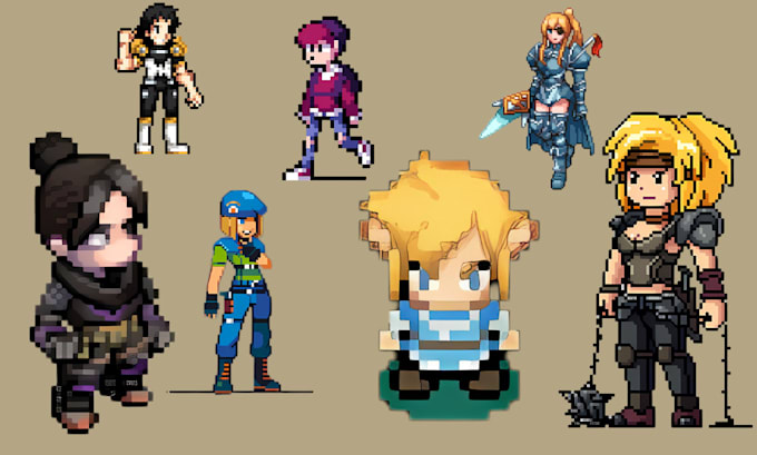 Do 8 bit 16 bit pixel art character sprite, pixel animation for game ...