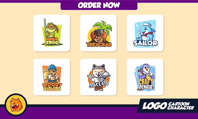 Design professional animal cartoon logo by Alxenderking | Fiverr