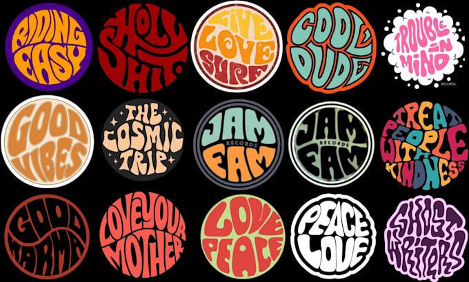 Hand drawn cool trippy text logo in circle streetwear design by ...