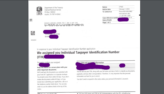 Get itin number individual taxpayer number as irs caa by Austin_any ...