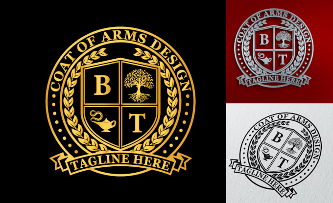 Design luxury emblem coat of arms heraldic shield family crest logo by ...