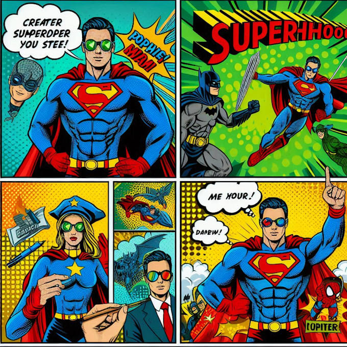 Create your superhero comic book pop art your style cartoon character ...