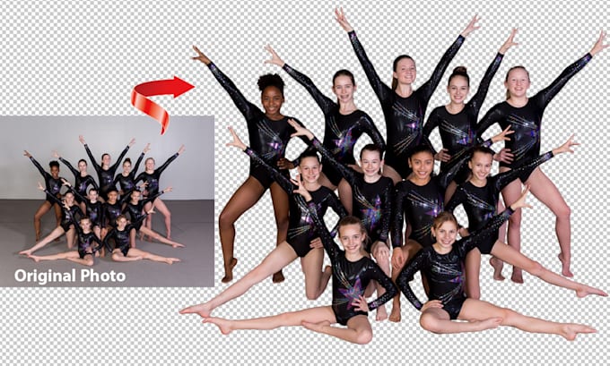 Do edit group photos, sports and dancer team cutouts professionally in ...