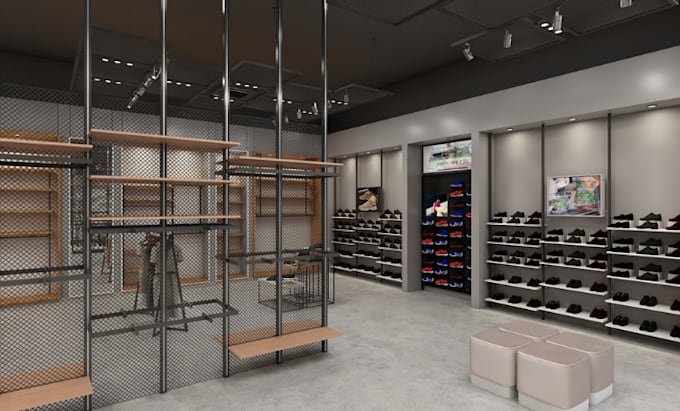 Create 3d retail store, shop interior design, with 3d rendering by ...