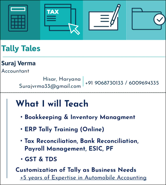 Manage your accounts in the tally software by Surajverma590 | Fiverr