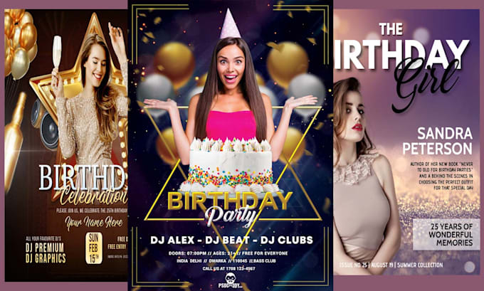 Design birthday flyer, anniversary, grand opening, club, party ...