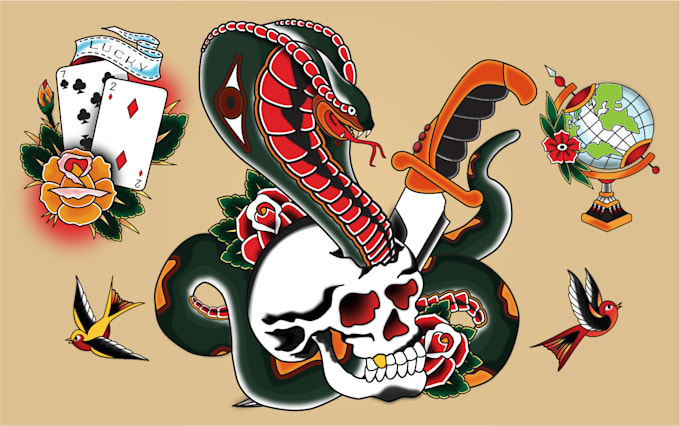 Draw american traditional tattoo design by Robert_fazelli | Fiverr