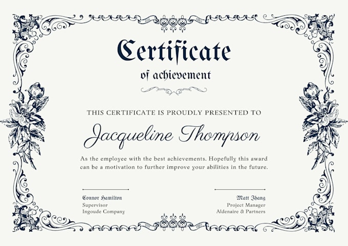 Create professional custom certificate design by Chai13mad | Fiverr