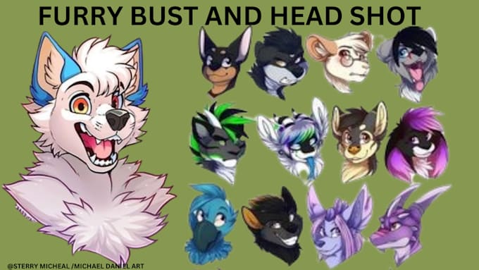 Illustrate furry art reference sheet bust headshot half body draw your fursona by ...