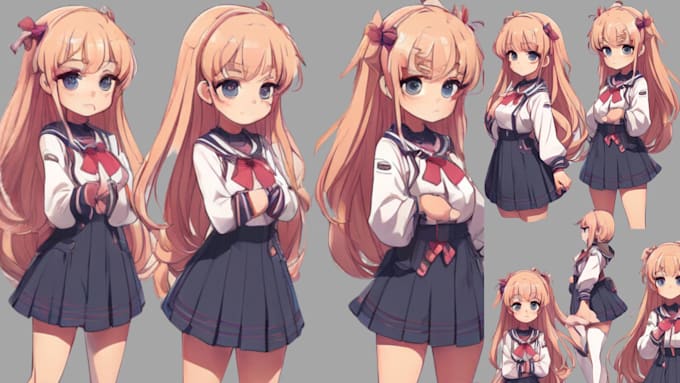 Draw nice anime art character reference sheet vtuber avatar anthro oc ...