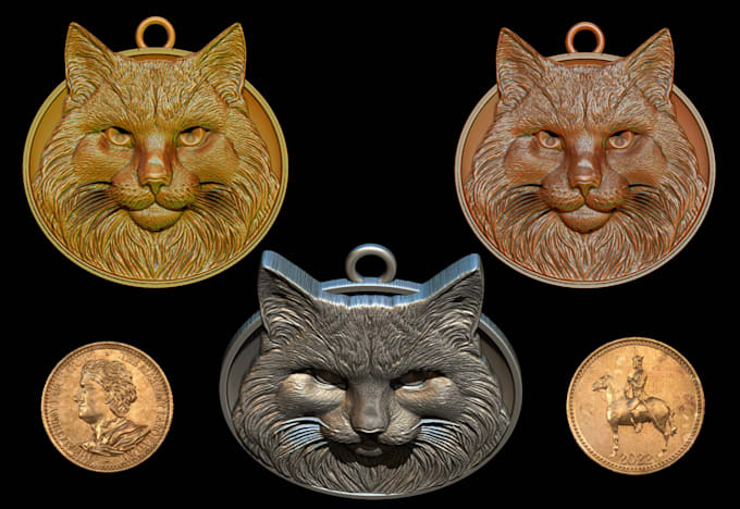 Sculpt 3d coin model bas relief gold or minted coin cnc design for 3d ...