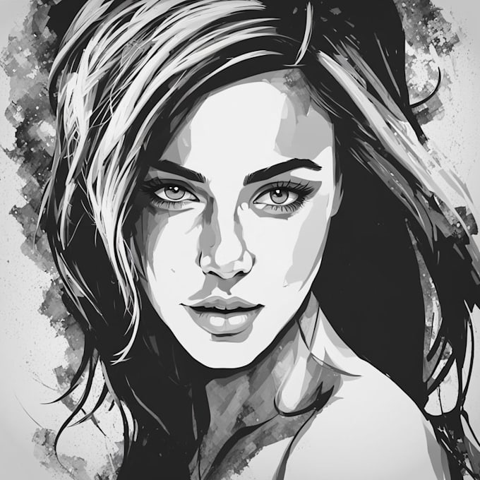 Make a detailed vector art portrait black and white by Ezrahughn | Fiverr