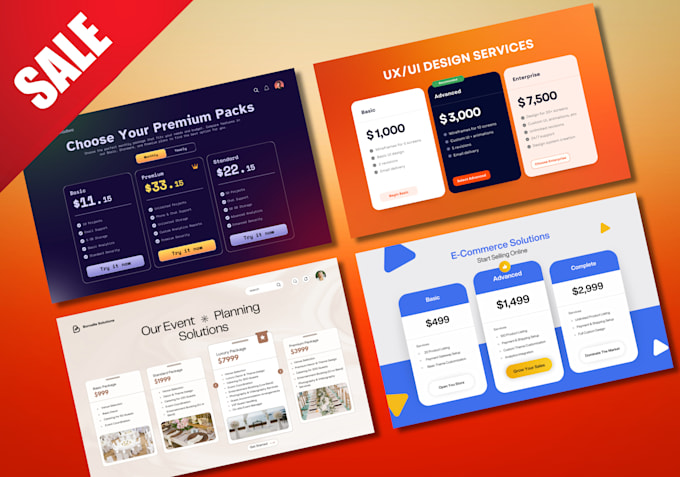 Design packages comparison chart pricing table sell sheet any service ...