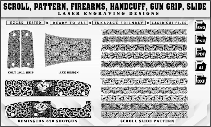 Create custom scroll firearms laser engraving ezcad vector files by ...