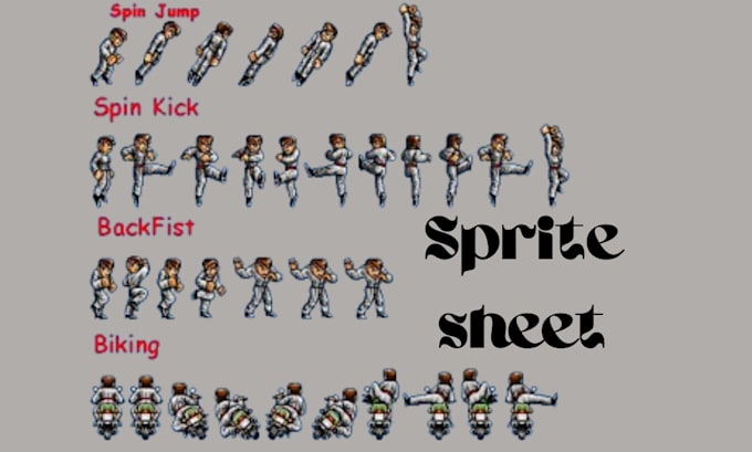 Draw custom sprite sheet, fighting pixel art, pixel art sprite sheet ...