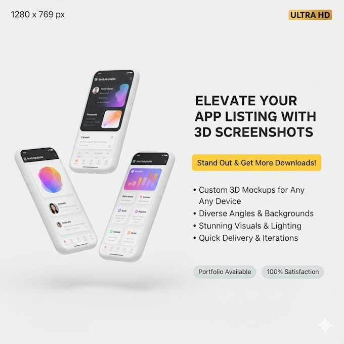 Make 3d app store screenshots and app ui designs by Ios_with_akash | Fiverr