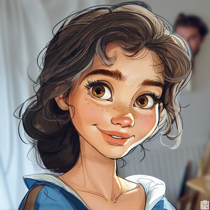 Draw disney style cartoon portrait from your picture by Mezelle | Fiverr