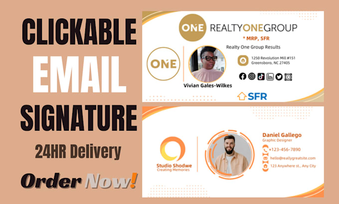 Design clickable static and animated email signature, html gmail signature, logo by Grace ...