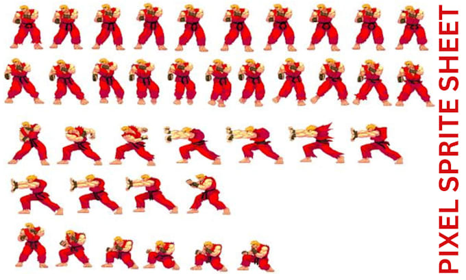 Create pixel sprite sheet, 8 bit, 16 bit pixel, game asset, pixel game ...