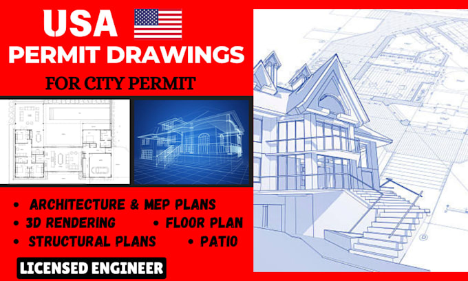 Draw and stamp 2d floor plan, site plan, mep, plot plan for city permit ...