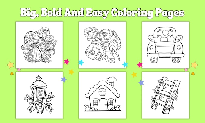 Draw bold and easy coloring book pages for kids and adults by ...