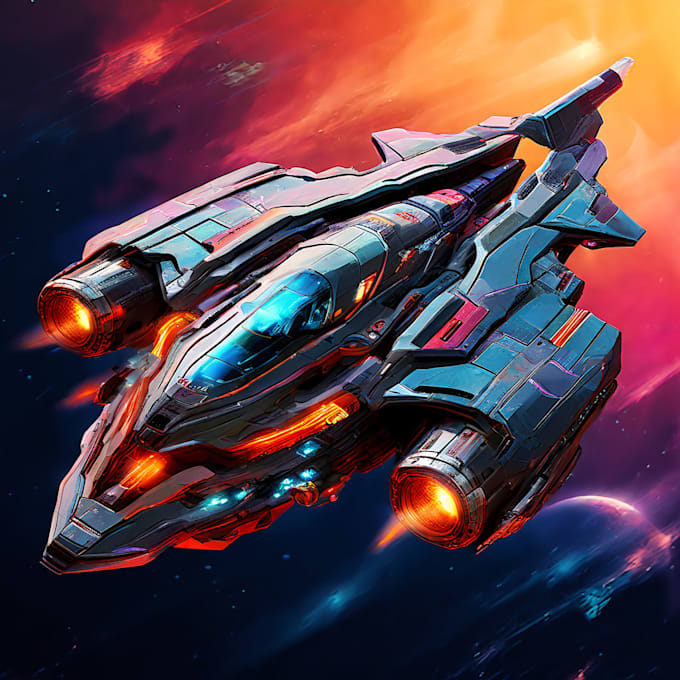 Paceship, sci fi illustration and sci fi art for you by Seonybara | Fiverr