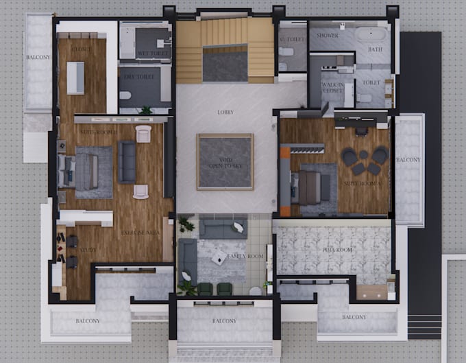 Create 3d floor plan, 2d floor plan with render