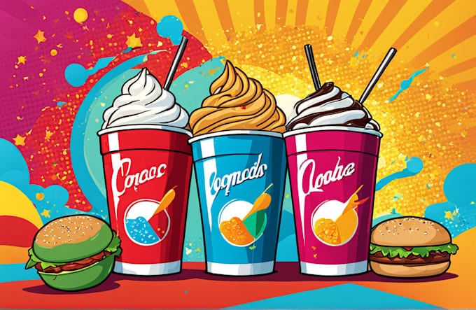 Create a illustration of food pop art for you by Jakhelillis | Fiverr