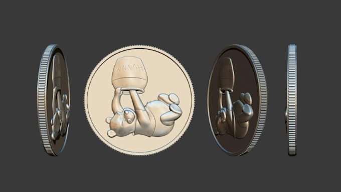 Sculpt 3d coin model printable coin 3d bas relief 3d cnc design for 3d ...
