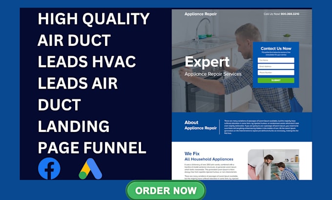 Generate high quality air duct leads hvac leads via air duct landing ...